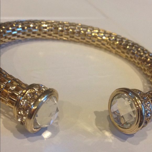 Jewelry | Goldtone Open Ended Crystal Mesh Bracelet | Poshmark